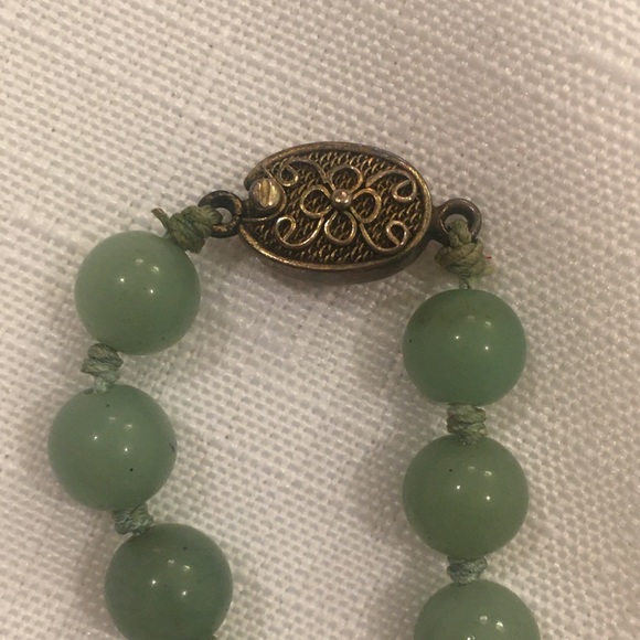 Jewelry | Vintage 195s Light Green Jade Bead Necklace Sterling Closure ...